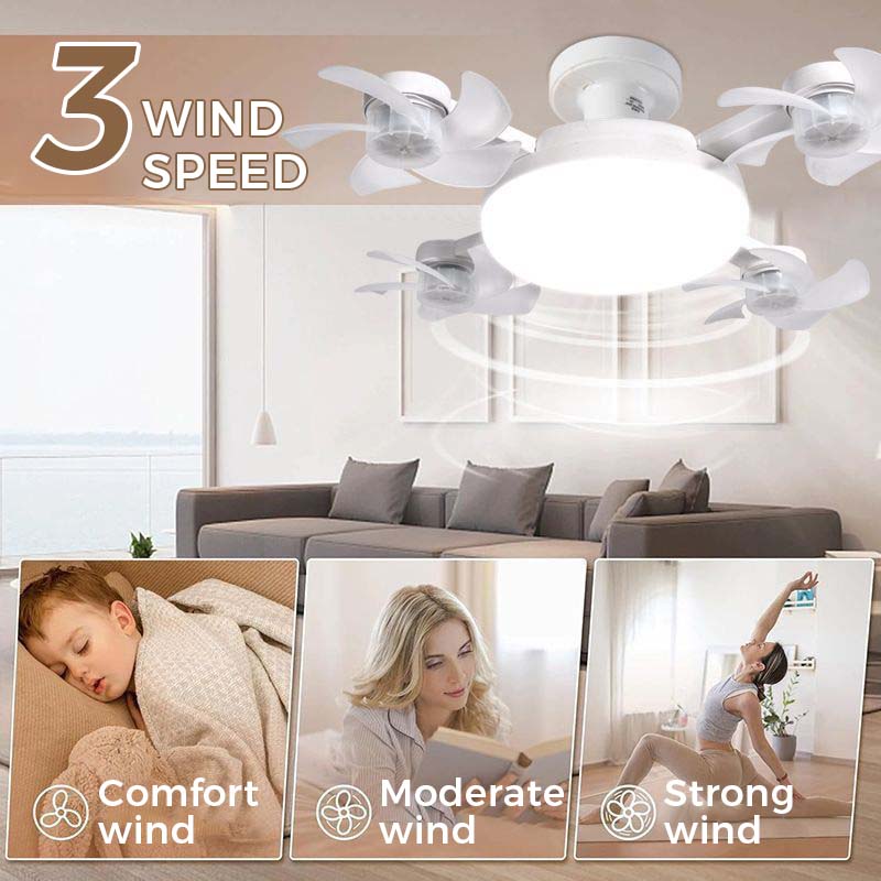2-in-1 Socket Ceiling Fan with LED Light | No Wiring Needed – Seranella